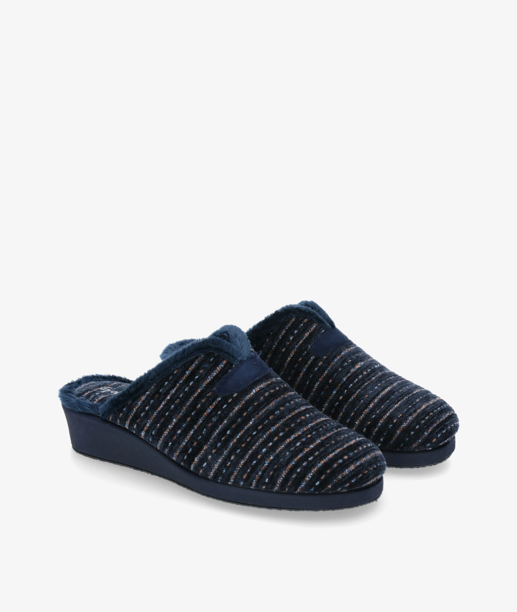 Give your feet a break in these cosy navy blue soft slippers